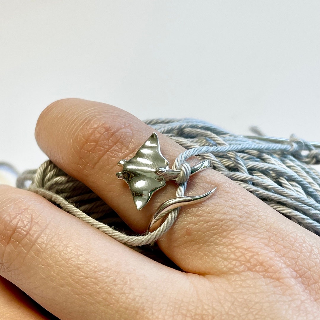 Manta Ray Sterling Silver Crochet Ring. Adjustable for Crochet Tension ...
