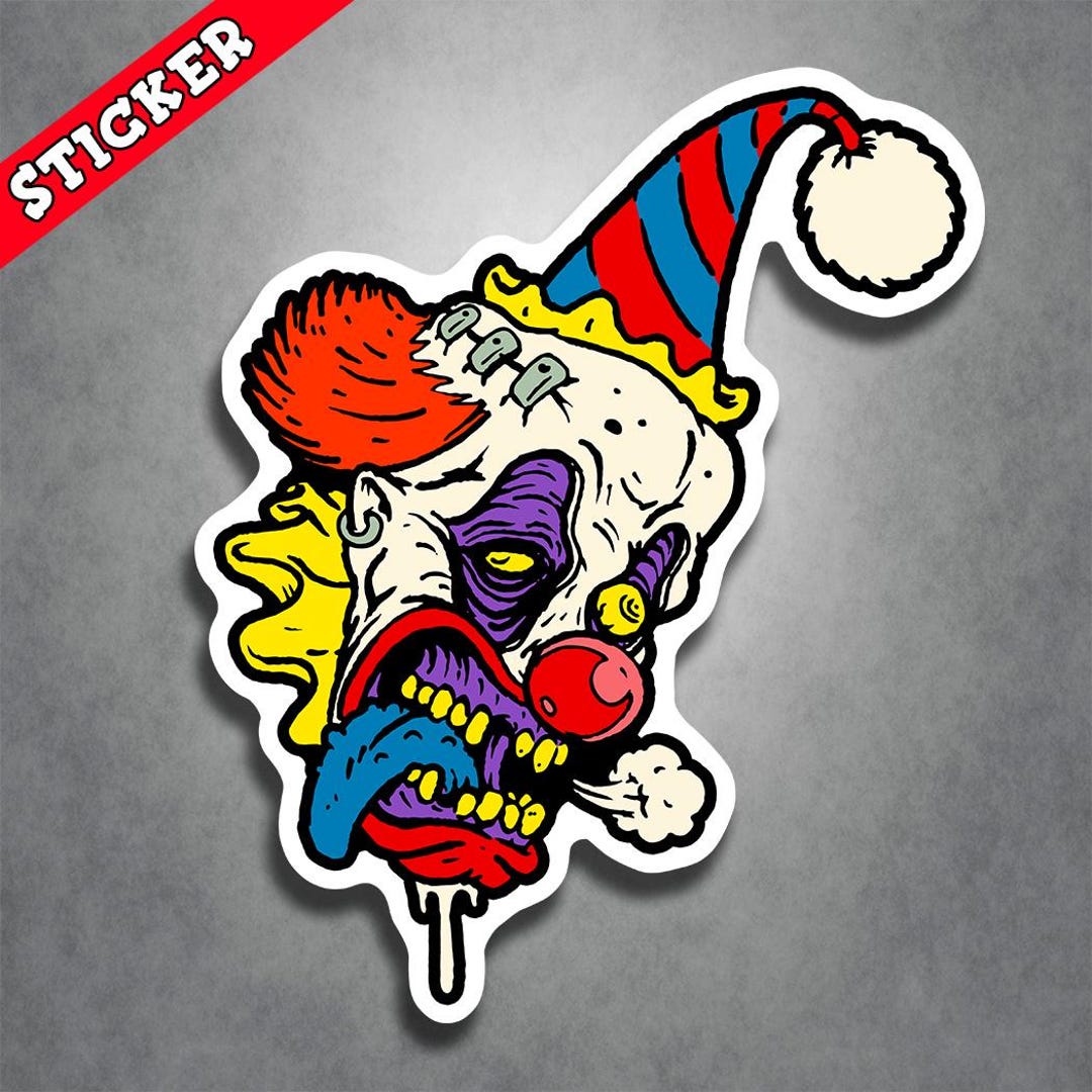 Creepy Clown Vinyl Sticker, Horror Punk Decal, Psychobilly Sticker ...