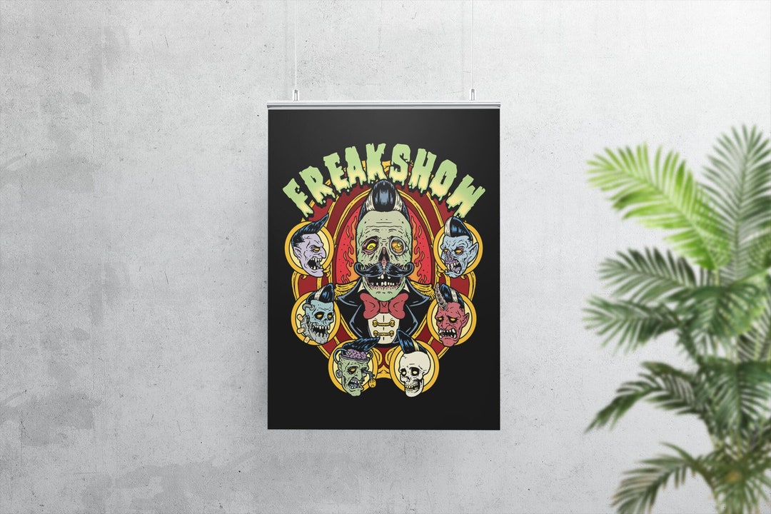 Freakshow Monsters Wall Poster, Horror Punk Art, Pyschobilly Pompadour ...
