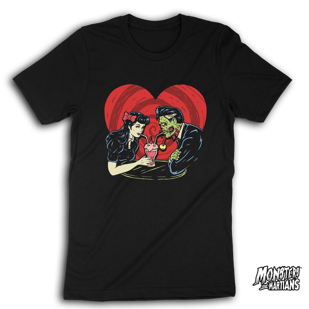 Romance of the Dead Heart Milkshake Zombie Love Halloween Shirt ...