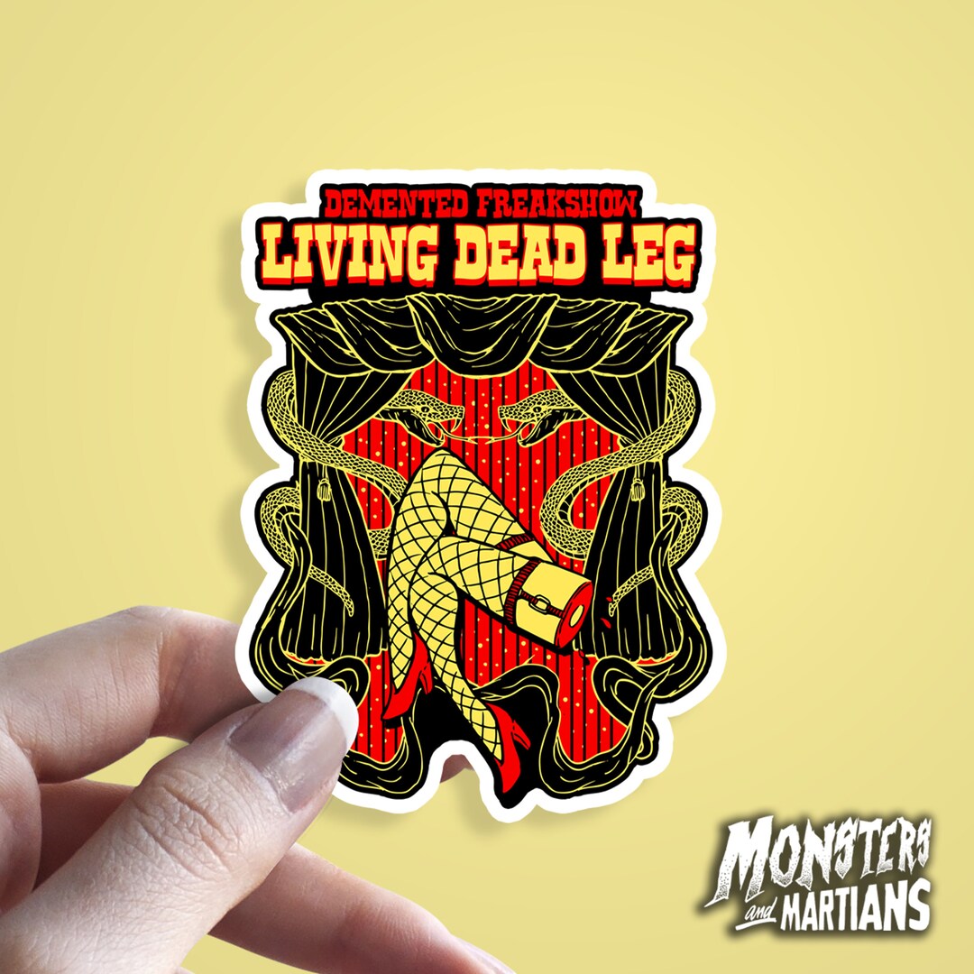 Living Dead Leg Burlesque Dancer Pinup Sticker, Demented Freakshow ...