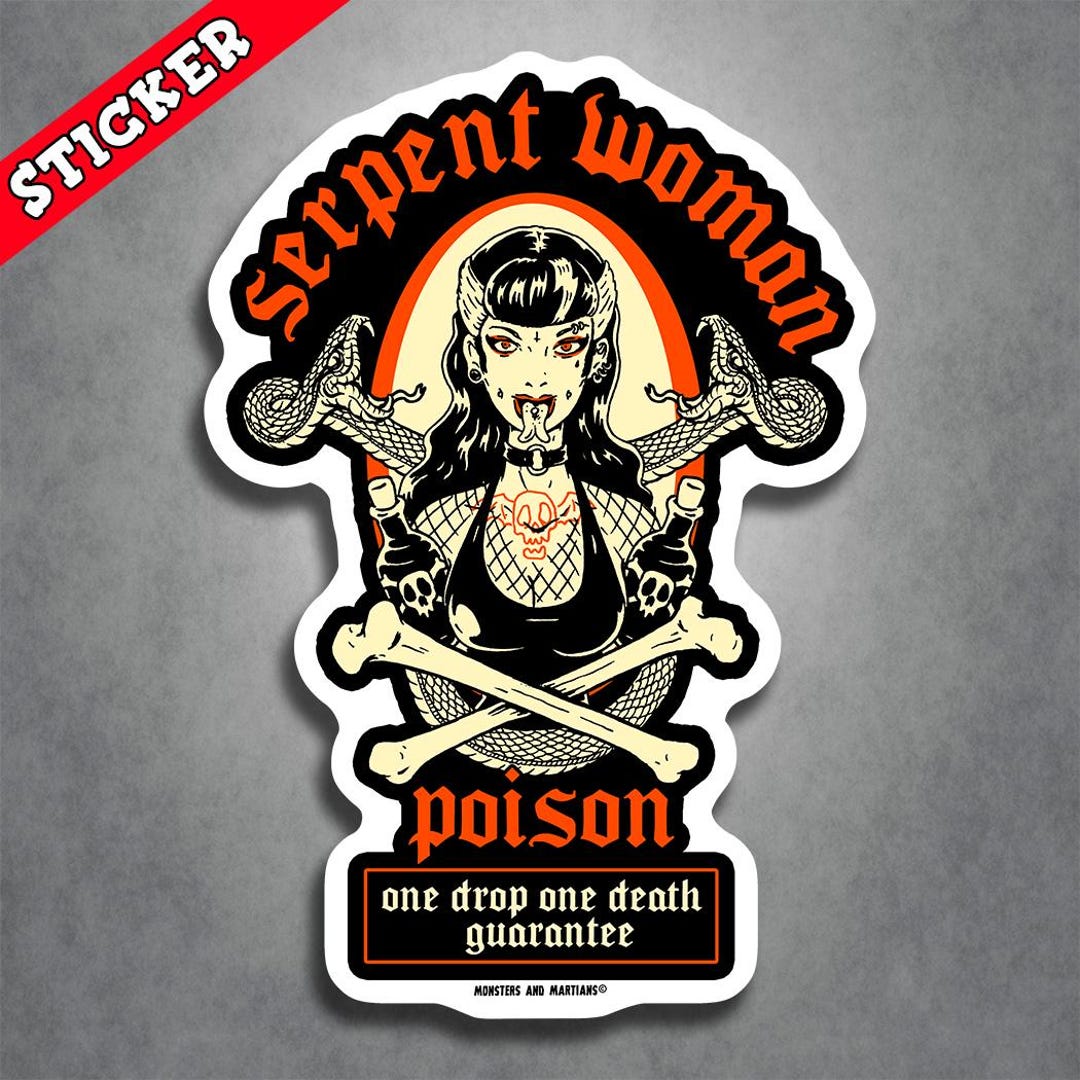 Horror, Psychobilly, Goth Girl, Serpent Woman Vinyl Decal, Punk Sticker ...