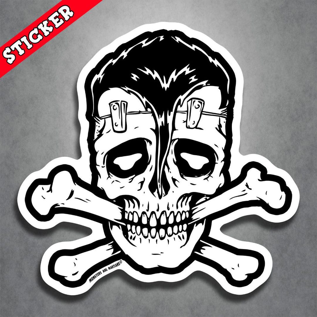 Skull and Bones Vinyl Sticker, Horror Punk Decal, Psychobilly ...