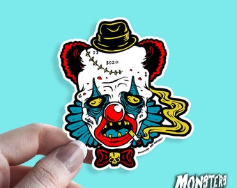 Creepy Clown Vinyl Sticker, Horror Punk Decal, Psychobilly Sticker ...