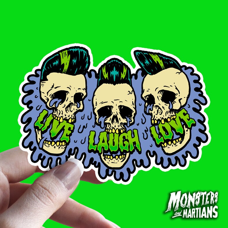 Live Laugh Love Skulls Sticker Horror Punk Decal - Etsy