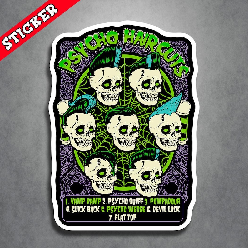 Custom Printed Decal, Unique Skulls Decal, Semi Gloss Vinyl, Horror ...