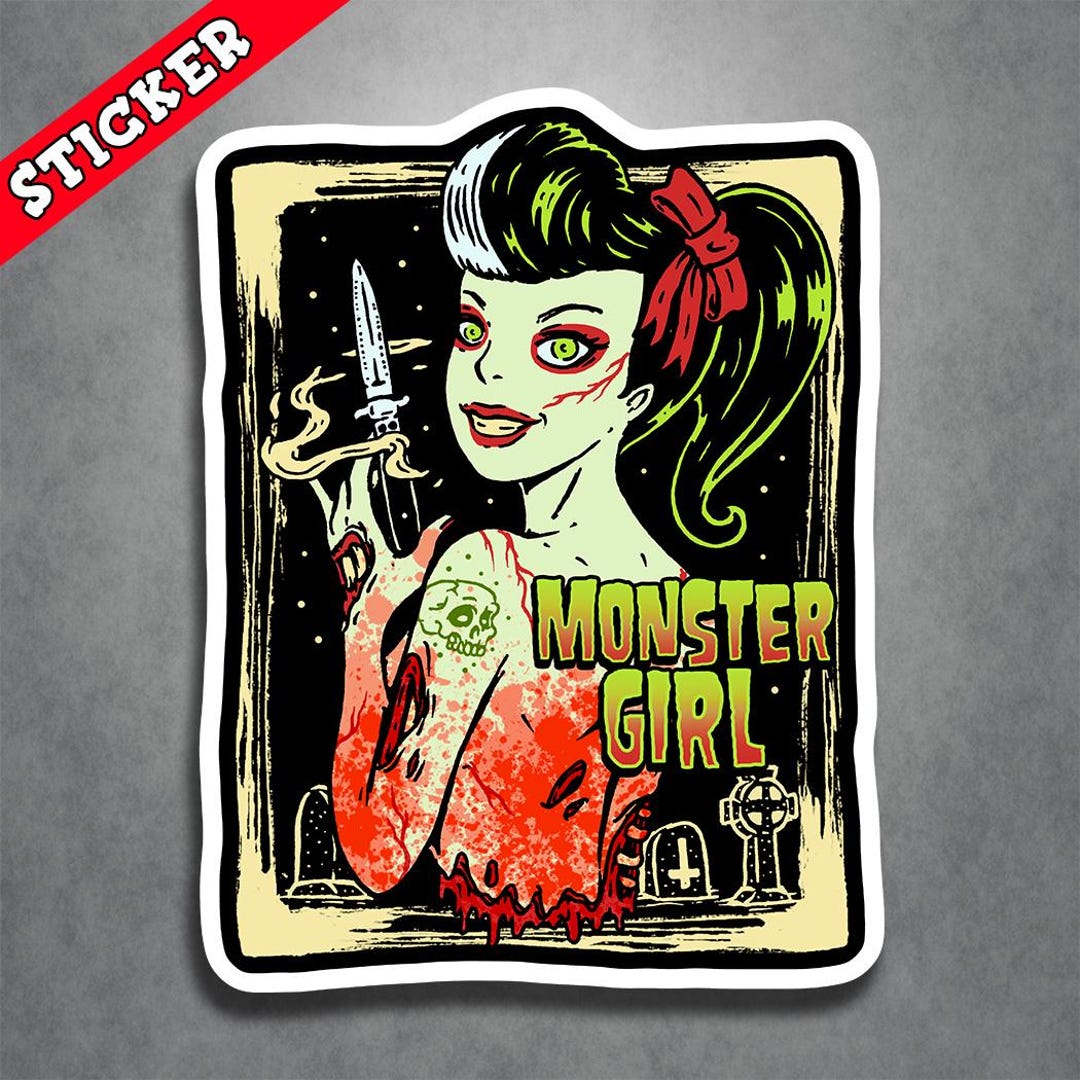 Horror, Psychobilly, Gothabilly, Monster Girl Zombie Pinup Vinyl Decal ...