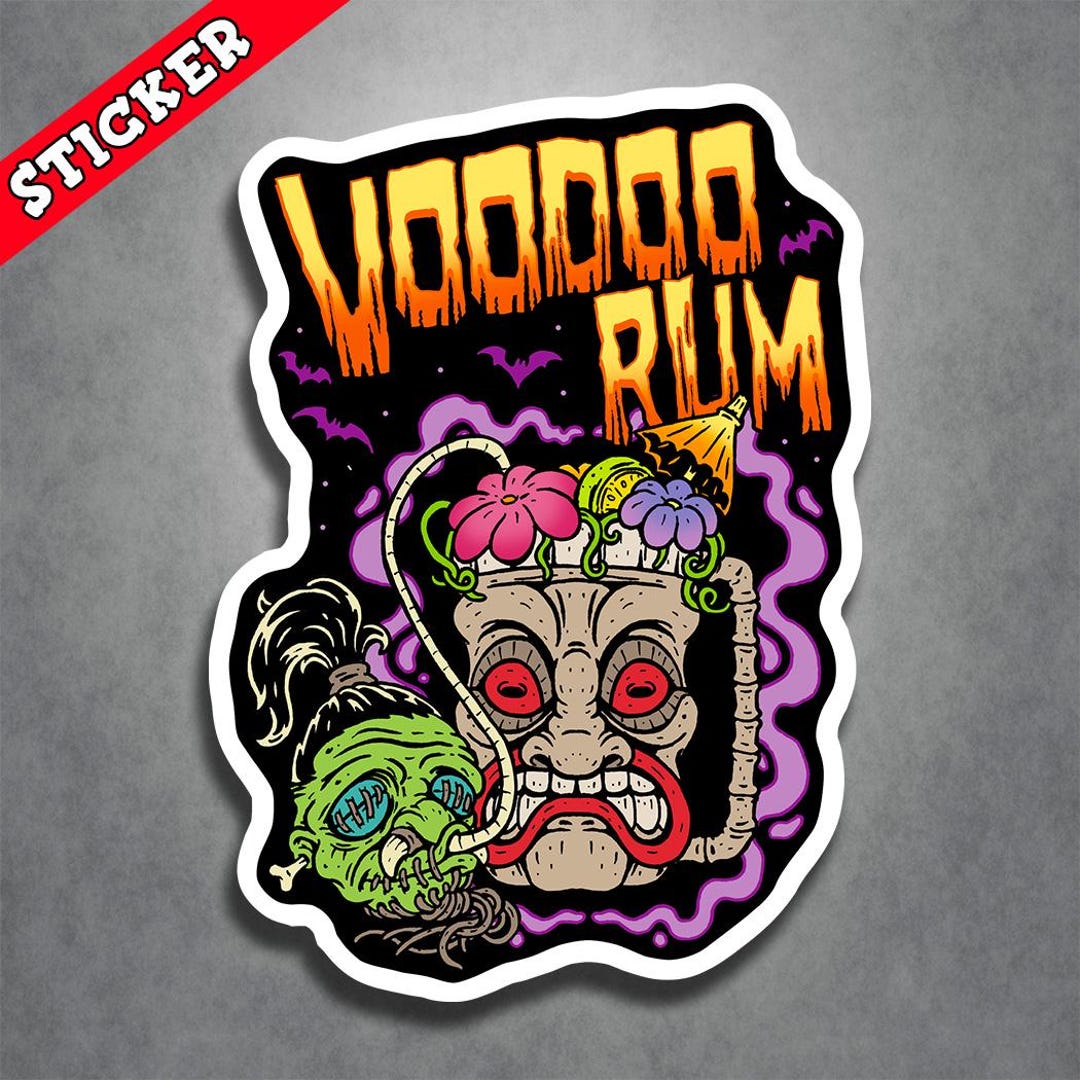 Shrunken Head, Tiki Cocktails, Lowbrow, Voodoo Rum Decal, Vintage Art ...