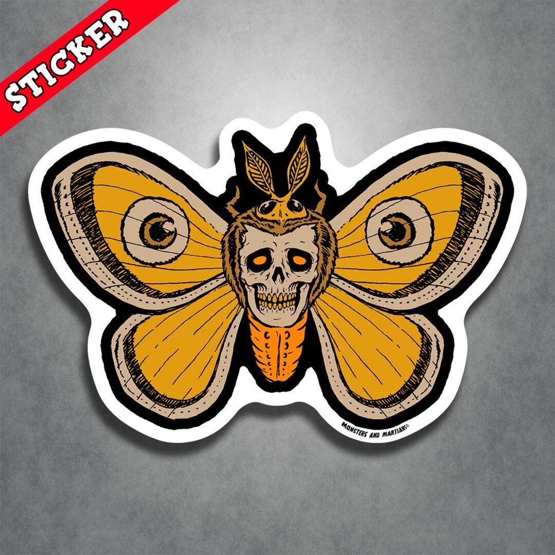 Deaths Head Hawkmoth Vinyl Sticker, Horror Punk Decal, Psychobilly ...