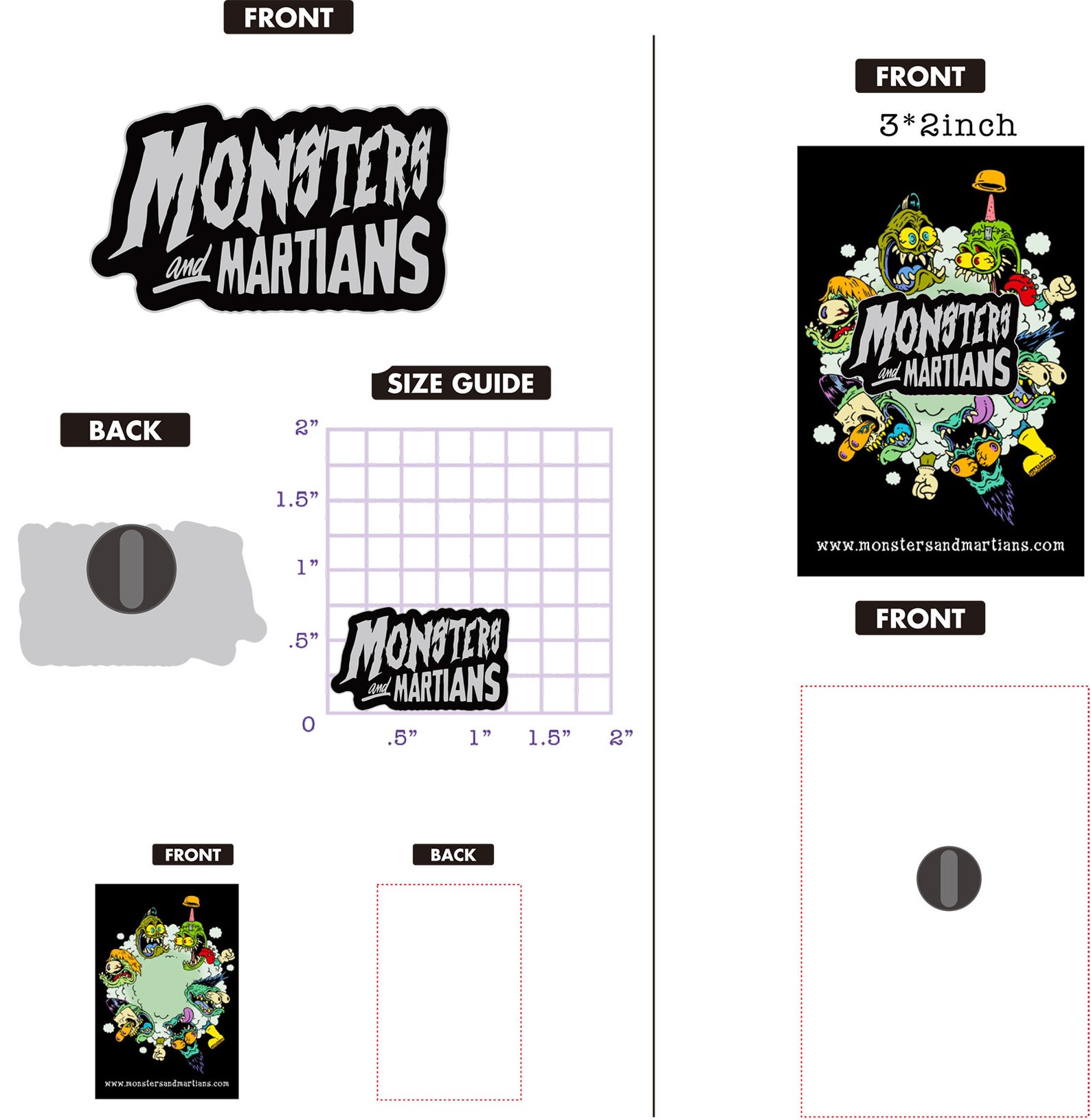 Monsters and Martians Logo Brand Horror Themed Enamel Pin - Rockabilly ...