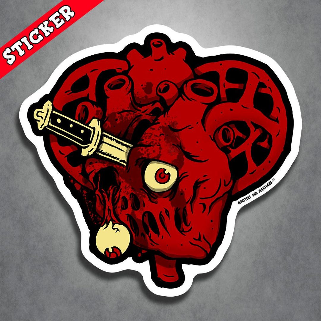 Horror, Psychobilly, Halloween, Heart Attack Vinyl Decal, Lowbrow Art ...