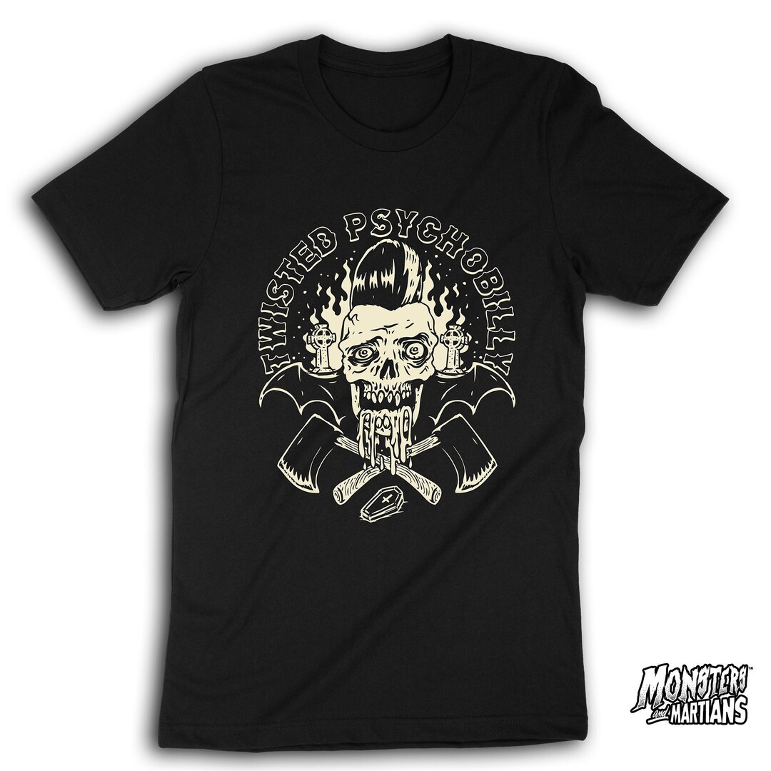 Psychobilly T-shirt, Horror Punk Shirt, Skull and Crossbones Twisted Axe Murderer 0360 - Etsy