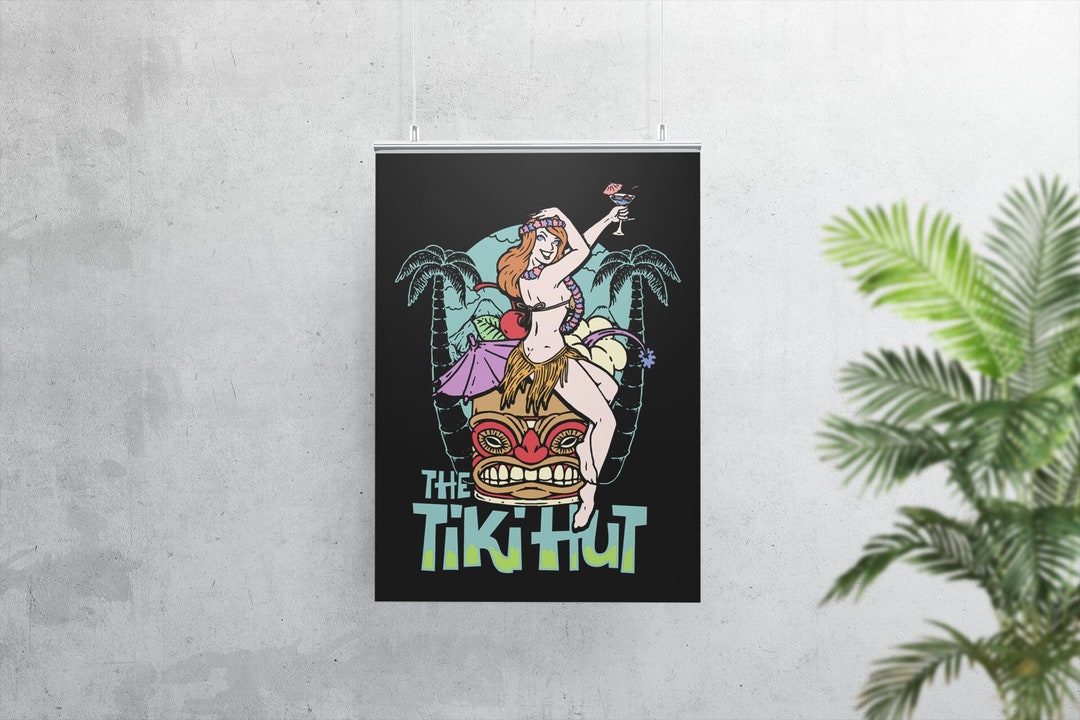 The Tiki Hut Wall Poster, Tiki Girl Poster, Tiki Drink Poster | (0928 ...