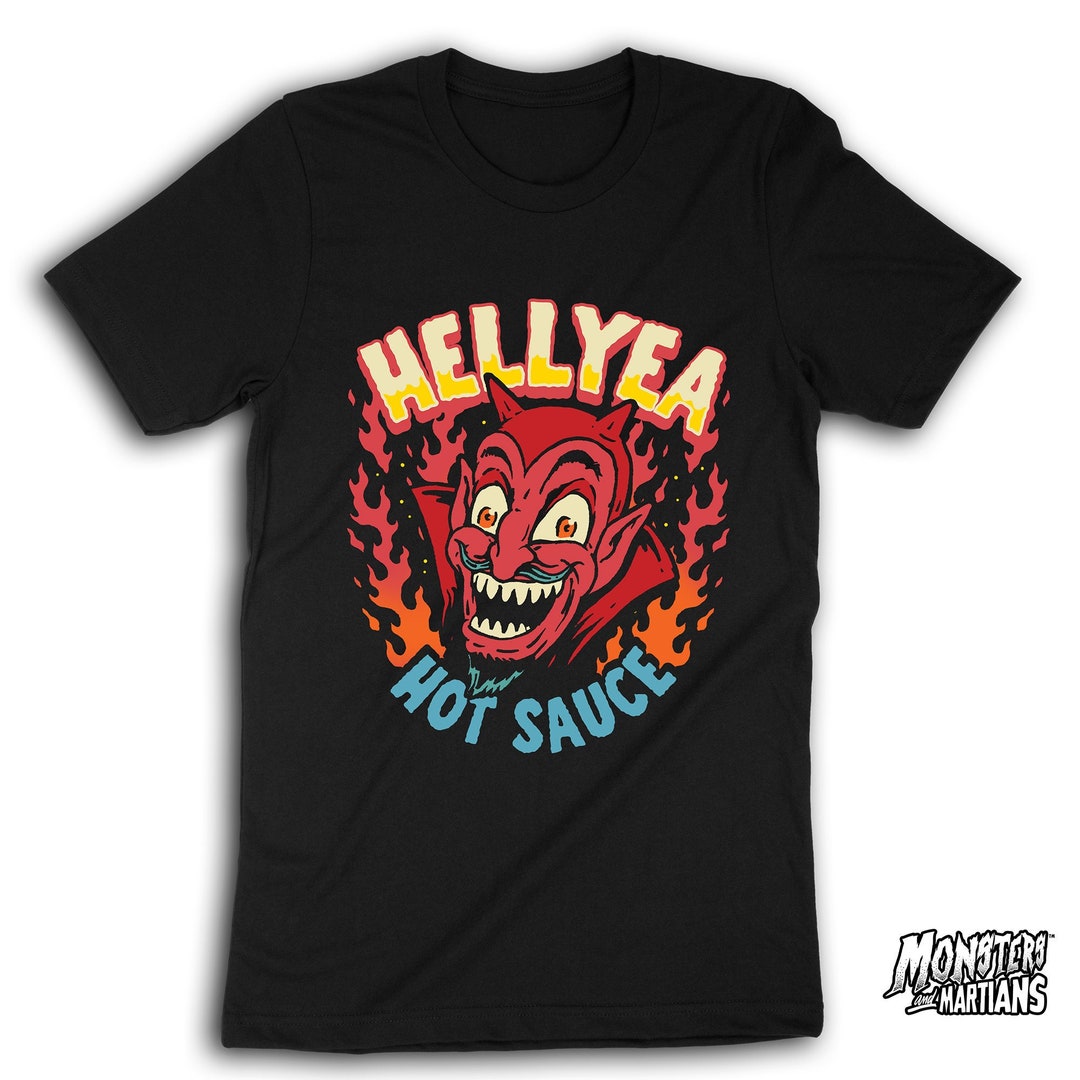 Hot Sauce T-shirt Hell Yeah Laughing Devil, Demon Fire Taco Eating Tee ...