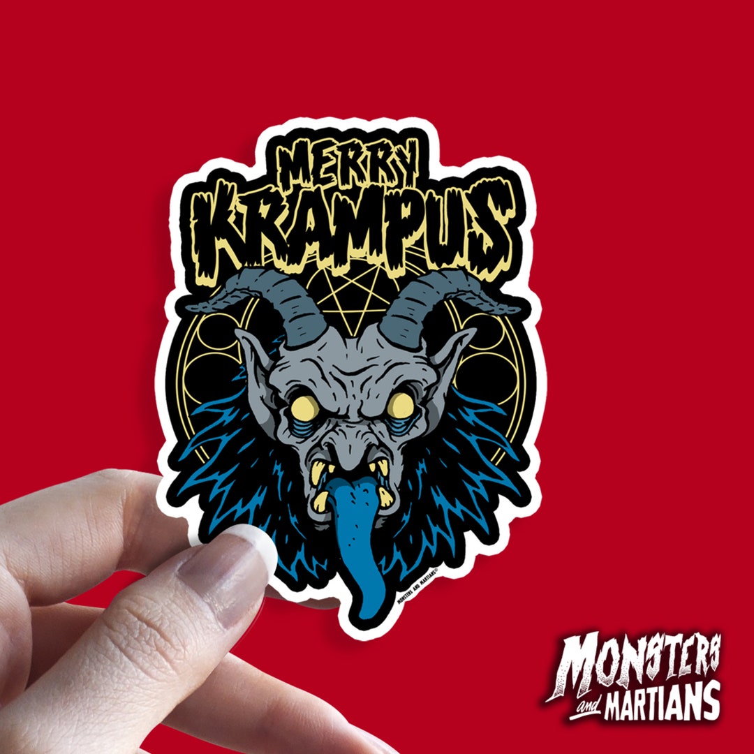Merry Krampus Vinyl Sticker, Horror Punk Decal, Psychobilly Rockabilly ...