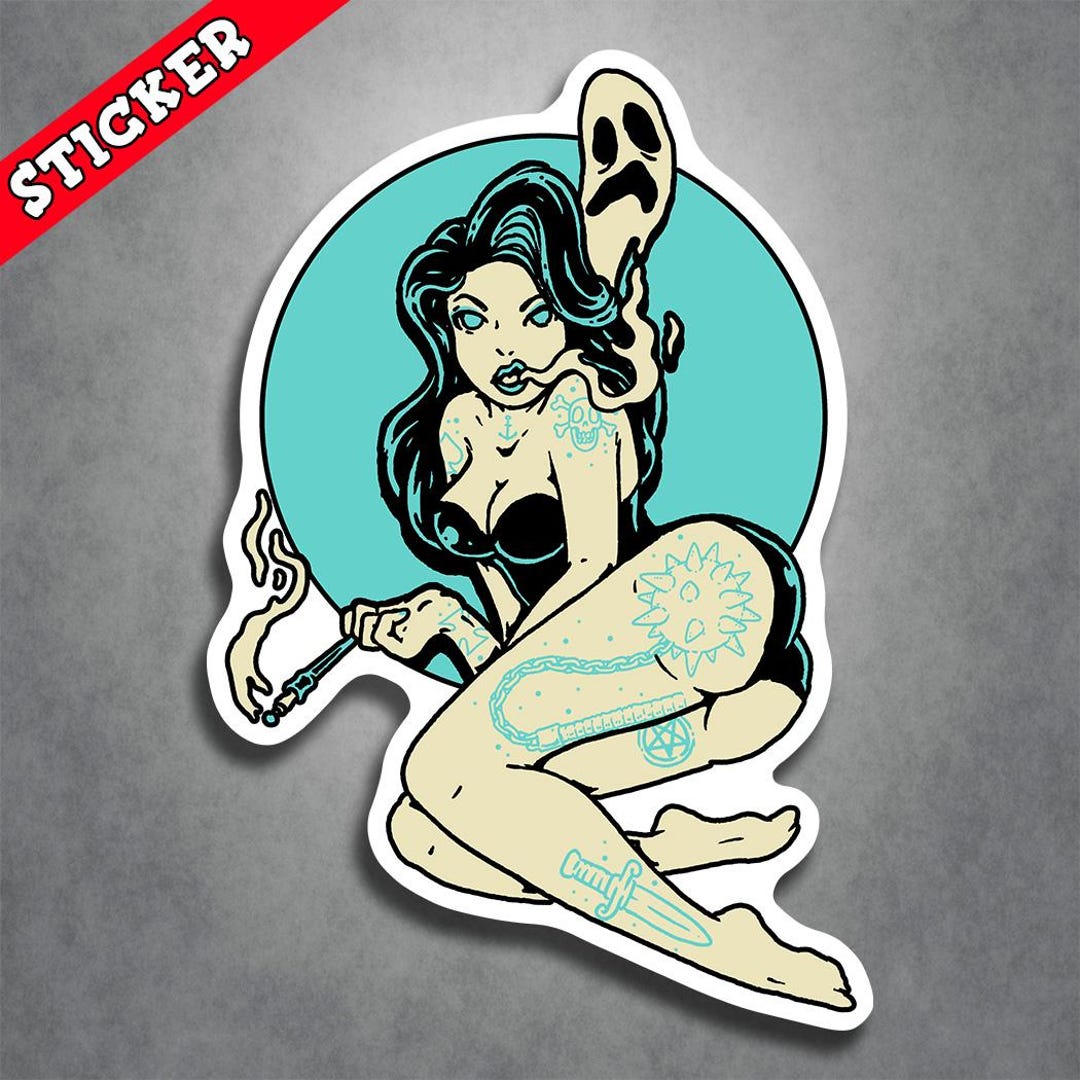Goth Girl Pinup Sticker Mistress Pinup Sticker, Horror Punk Decal, Psychobilly Sticker ...