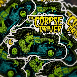 The Corpse Driver Zombie Vinyl Sticker, Horror Punk Decal, Psychobilly ...