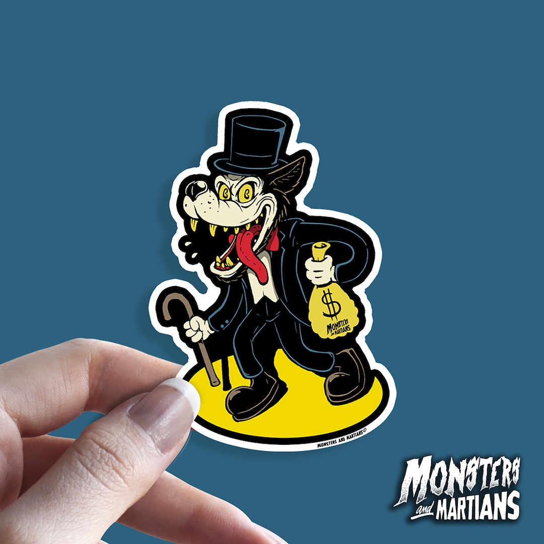 Big Bad Wolf Moneybags Vinyl Sticker, Horror Punk Decal, Psychobilly ...