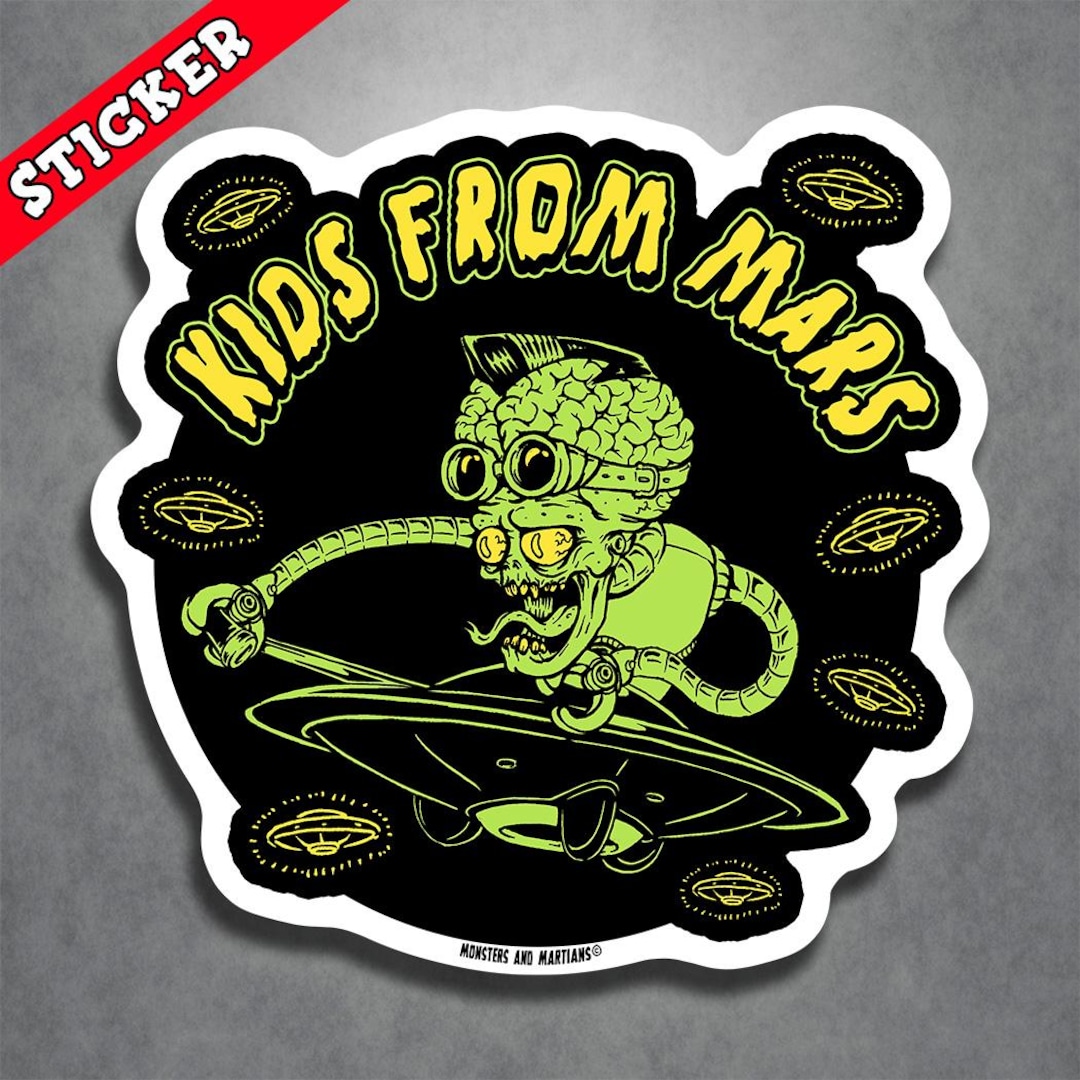 Horror, Psychobilly, Halloween, Mars Alien Monster Vinyl Decal, Punk ...