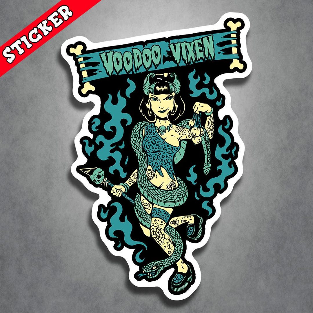 Original Hand Drawn, Semi Gloss Vinyl, Outdoor Rated Life, Voodoo Vixen ...