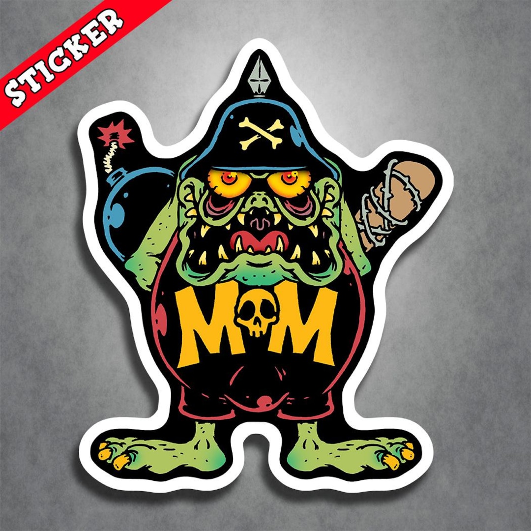Manfred Monster Vinyl Sticker, Monsters and Martians Mascot. Rat Rod ...