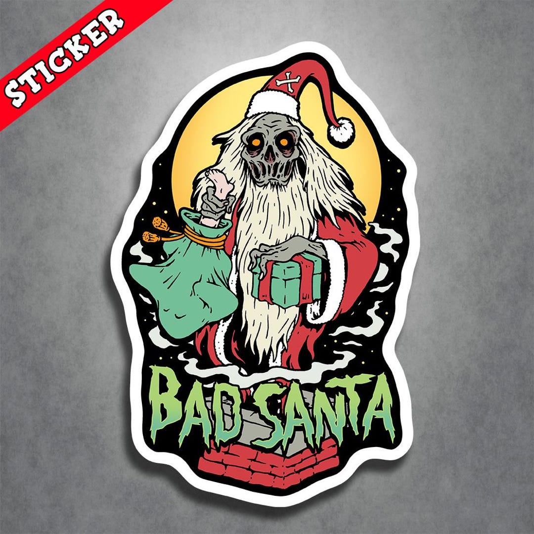 Bad Santa Christmas Vinyl Sticker, Horror Christmas Decal, Psychobilly ...