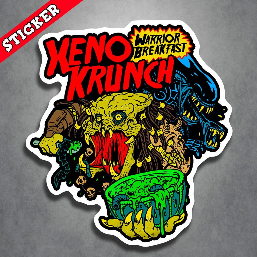 Xeno Krunch Cereal Vinyl Sticker, Horror Decals, Aliens Sticker ...