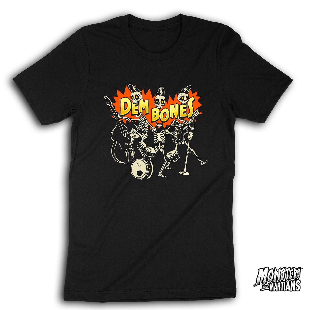 Halloween Dem Bones Skeleton T-shirt, Horror Punk Psychobilly Clothing ...