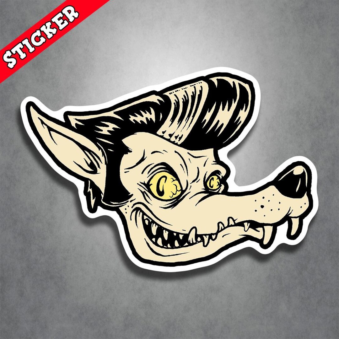 Rockabilly Big Bad Wolf Vinyl Sticker, Horror Punk Decal, Psychobilly ...