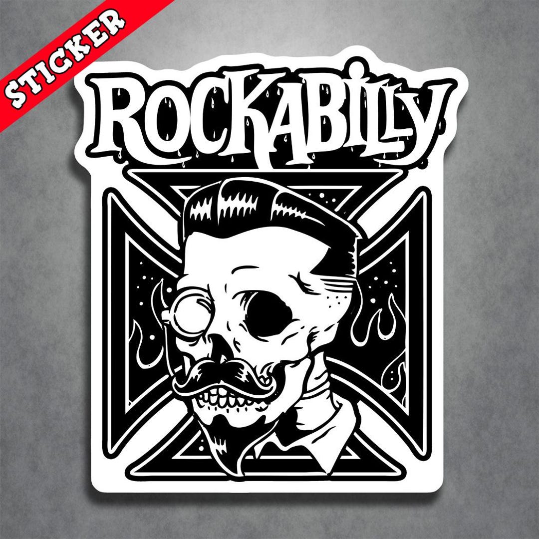 Rockabilly Cross Vinyl Sticker, Horror Punk Decal, Psychobilly ...