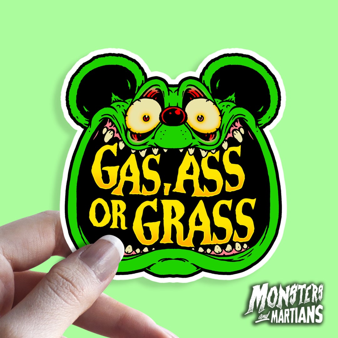 Gas Ass or Grass Sticker, Rat Rod, Horror Punk Decal, Psychobilly ...