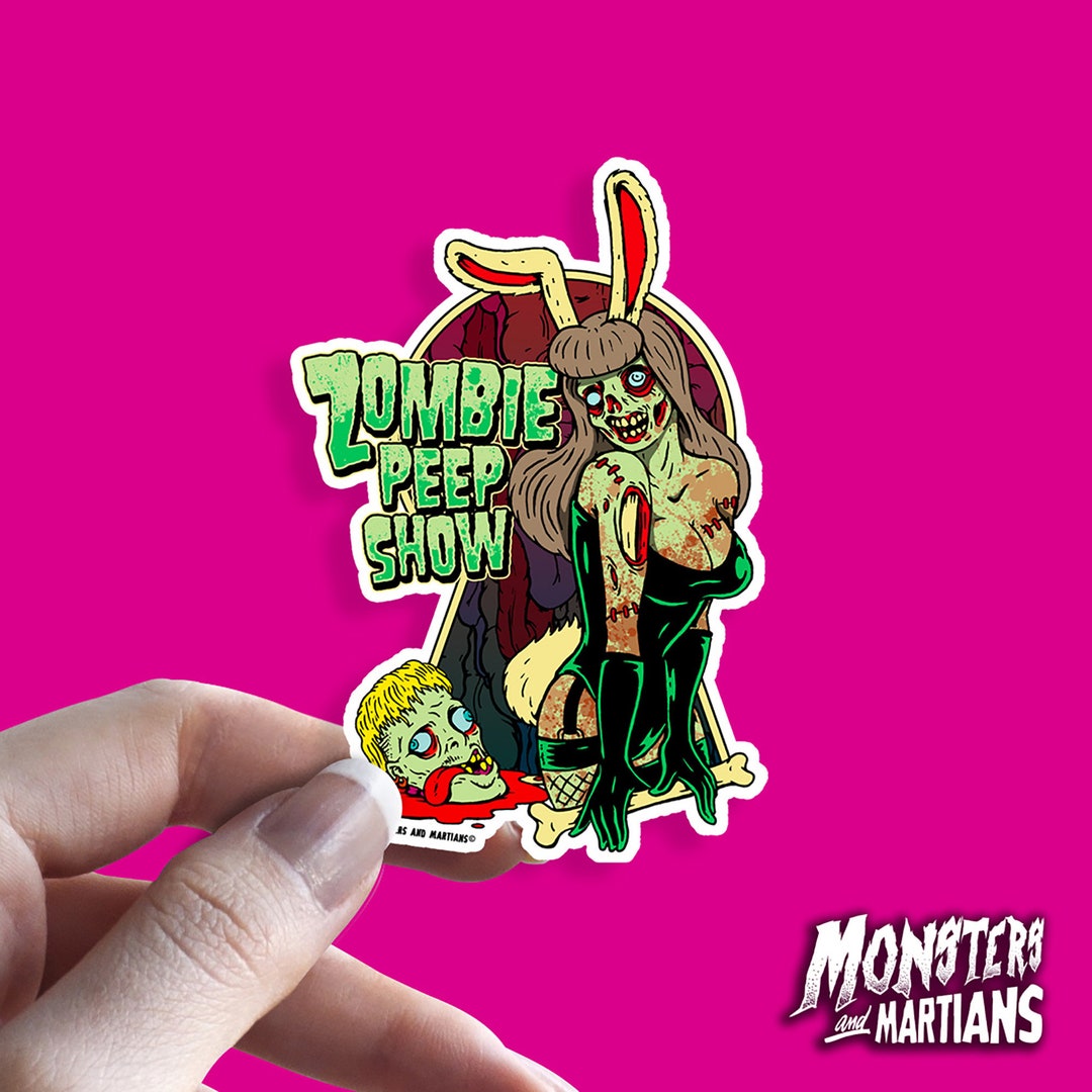 Zombie Peepshow Vinyl Sticker, Horror Punk Decal, Psychobilly Sticker ...