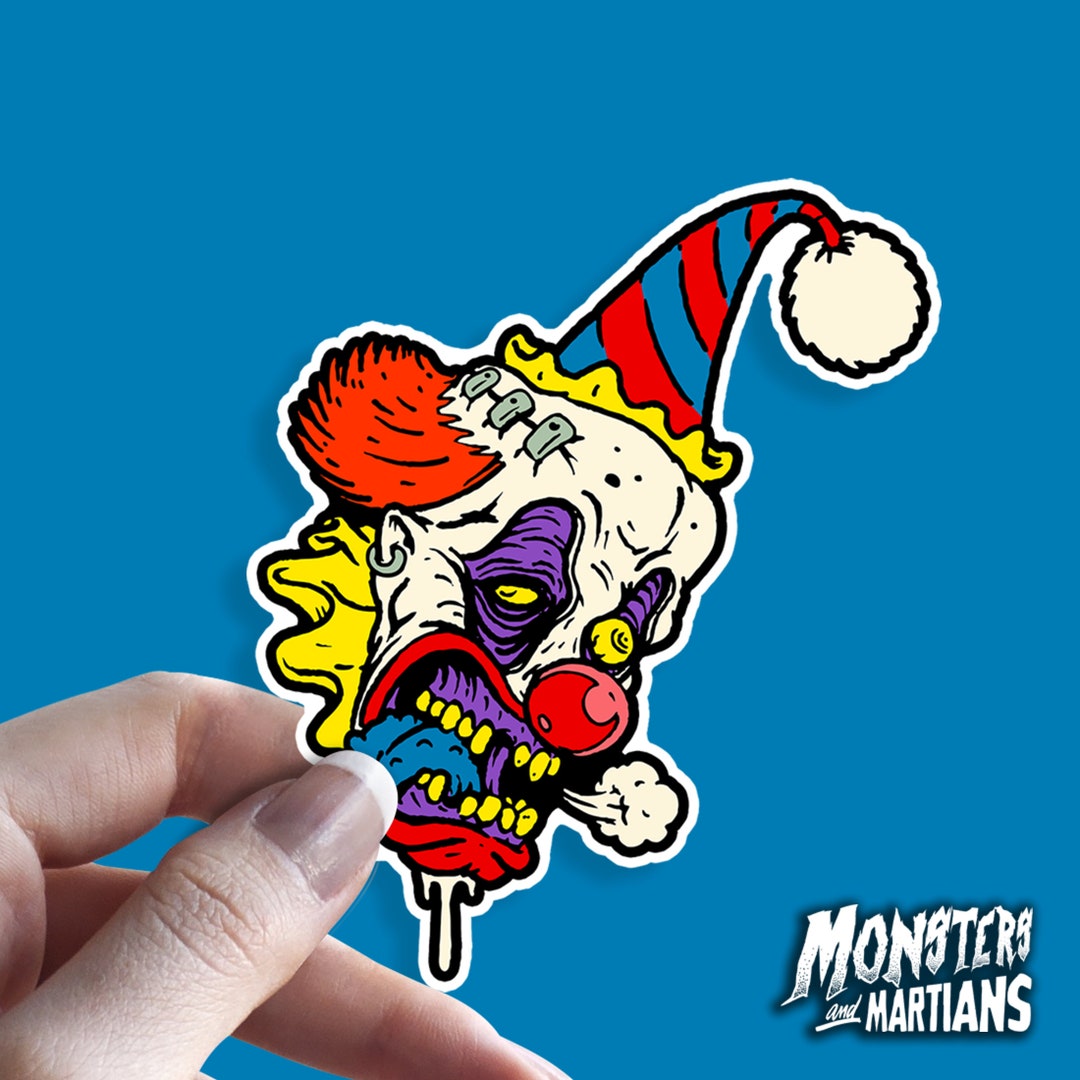 Creepy Clown Vinyl Sticker, Horror Punk Decal, Psychobilly Sticker ...