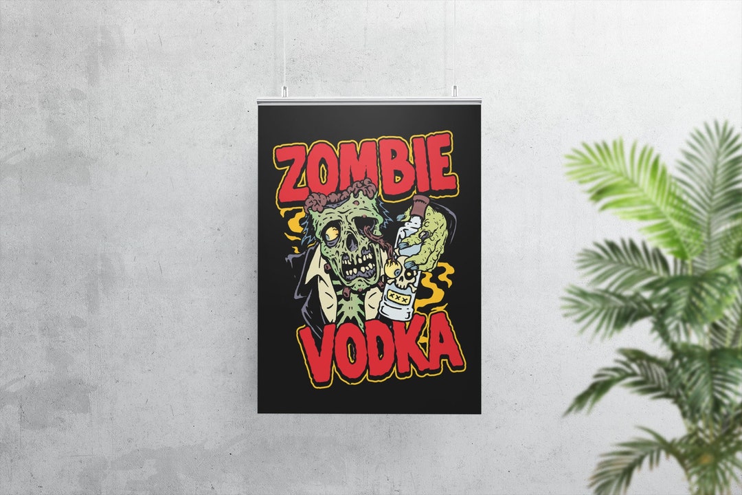 Zombie Vodka Monsters Wall Poster, Horror Punk Art, Pyschobilly ...