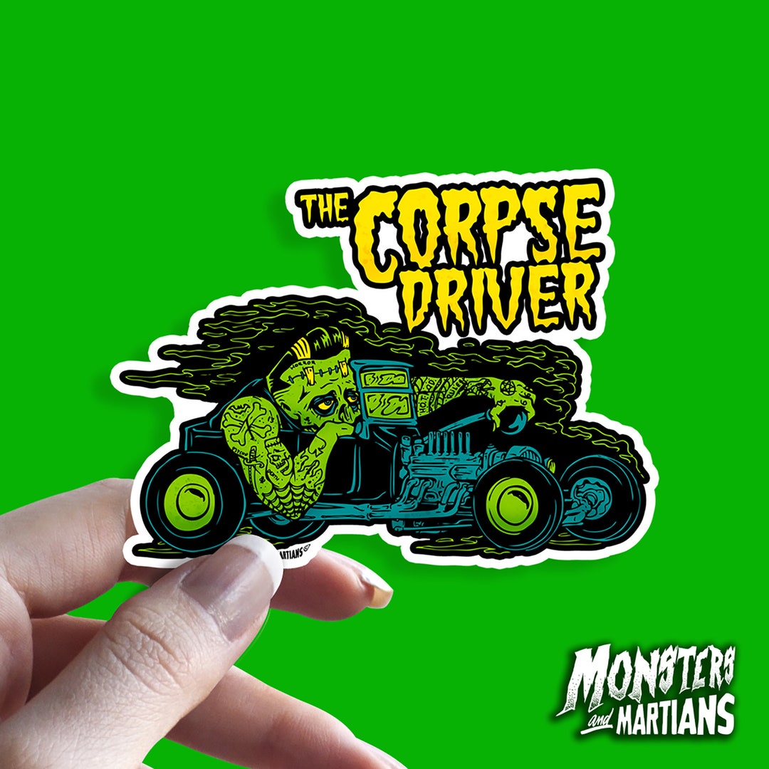 The Corpse Driver Zombie Vinyl Sticker, Horror Punk Decal, Psychobilly ...