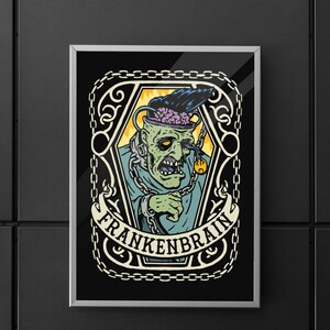 Frankenstein Brains Freakshow Monsters Wall Poster, Horror Punk Art ...