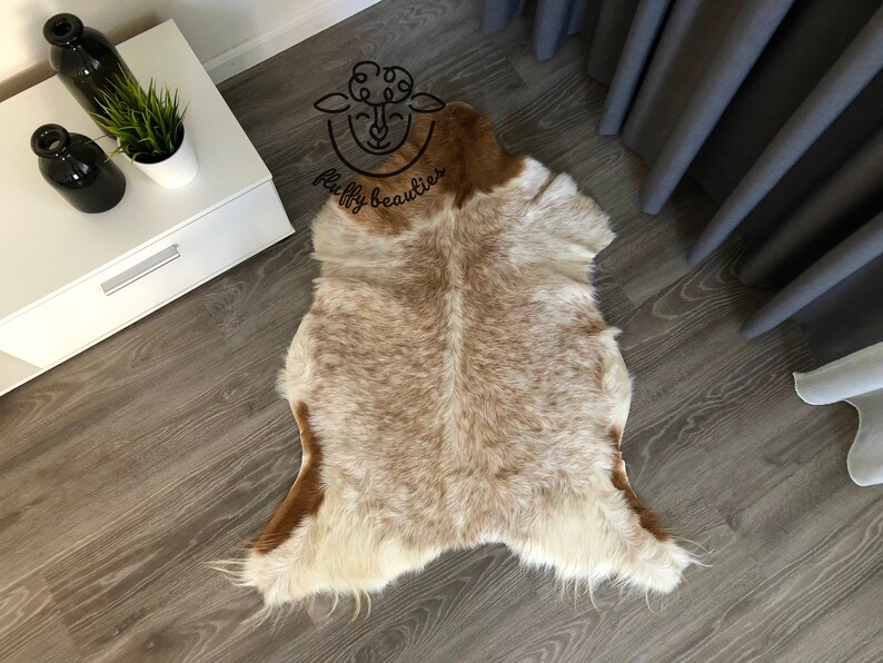 New Genuine Big Goat Rug Carmel/white Spots Throw Ginger Goat - Etsy