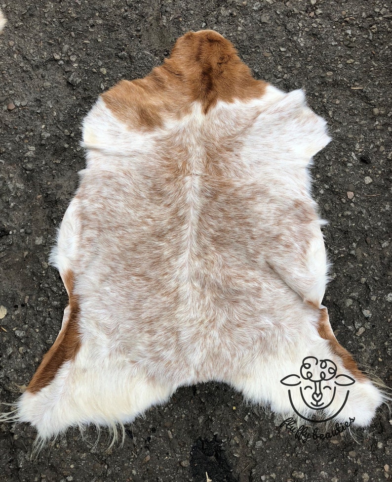 New Genuine Big Goat Rug Carmel/white Spots Throw Ginger Goat - Etsy