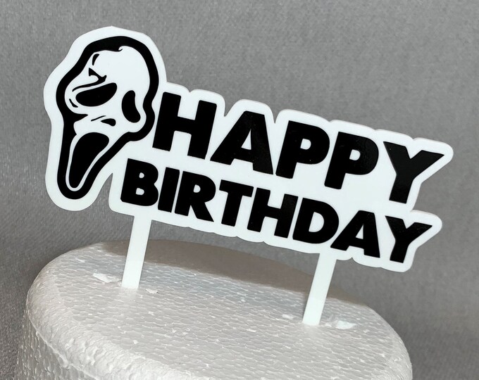 Scream Inspired Ghostface Happy Birthday Acrylic Cake Topper - Etsy UK