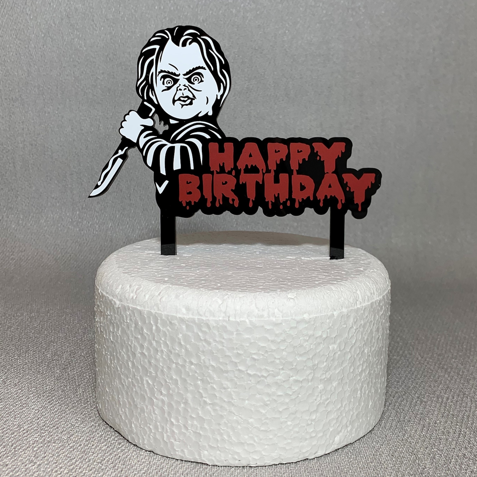 Childs Play Inspired Chucky Happy Birthday Acrylic Cake Topper - Etsy UK