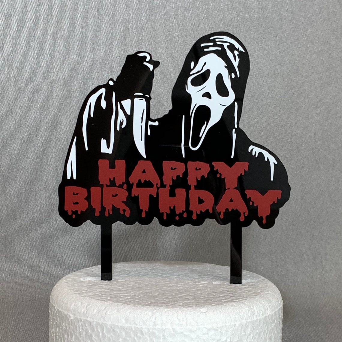 Scream Inspired Ghostface Happy Birthday Cake Topper - Etsy