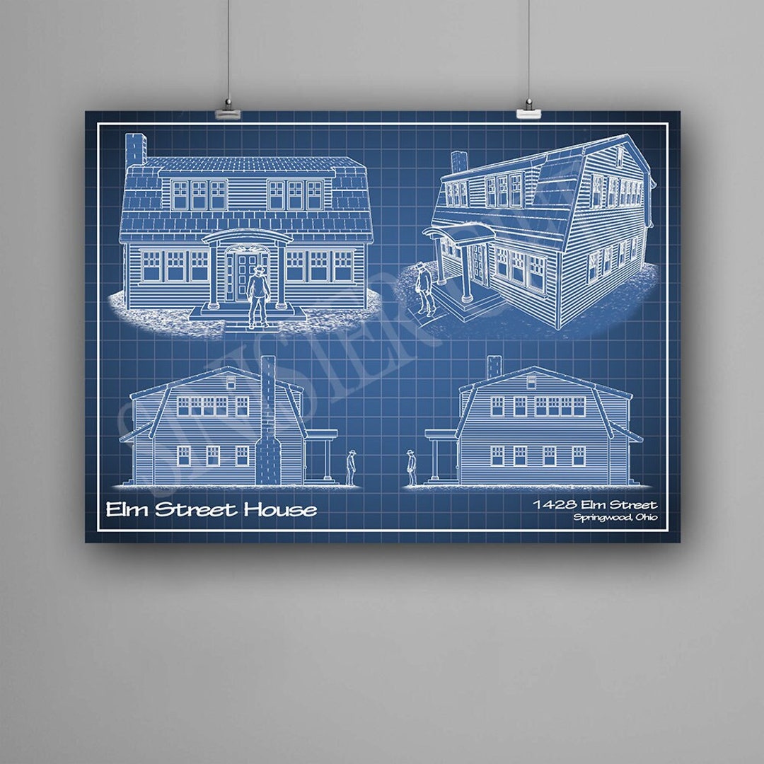 Elm Street House Blueprint Poster - Etsy