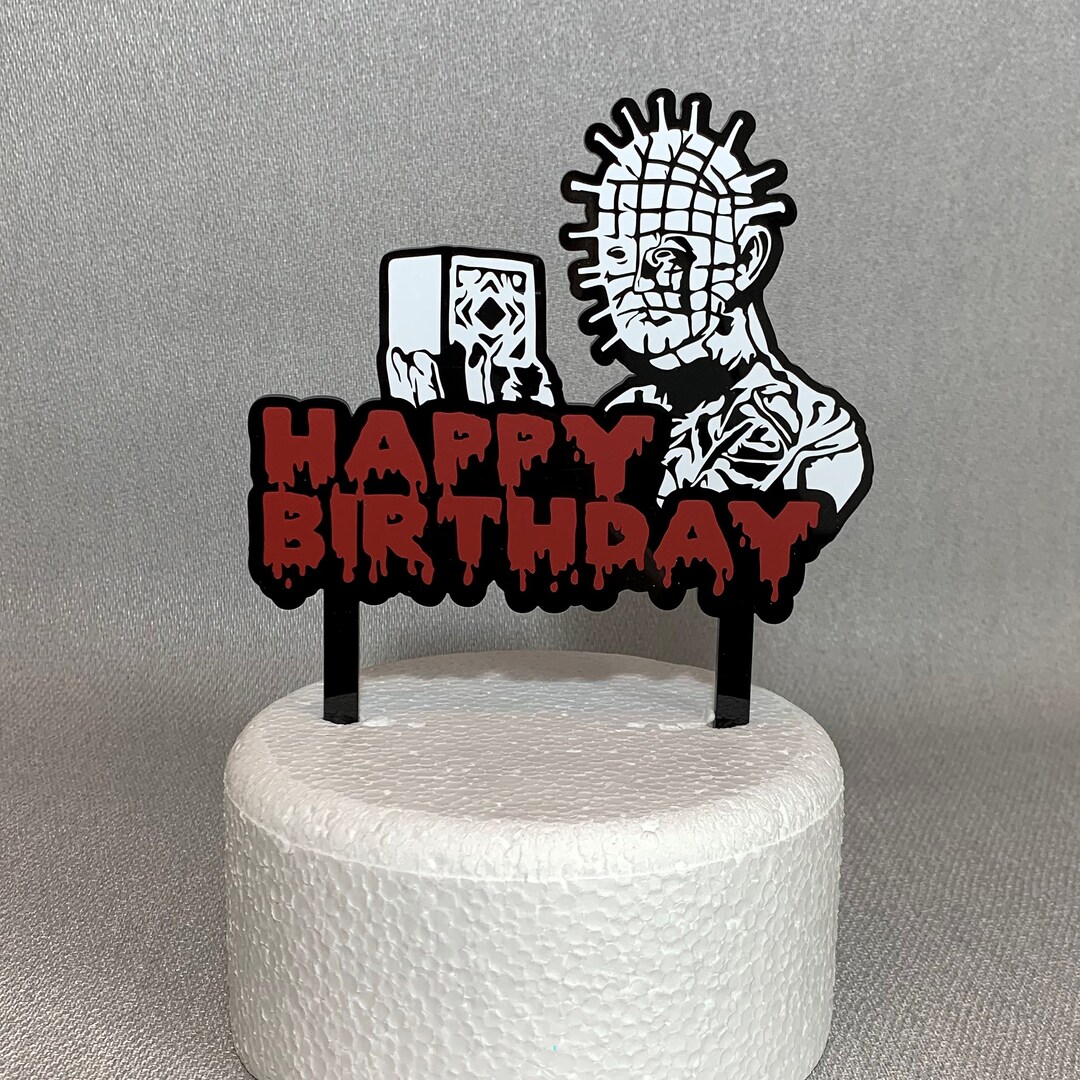 Hellraiser Inspired Pinhead Happy Birthday Acrylic Cake Topper - Etsy