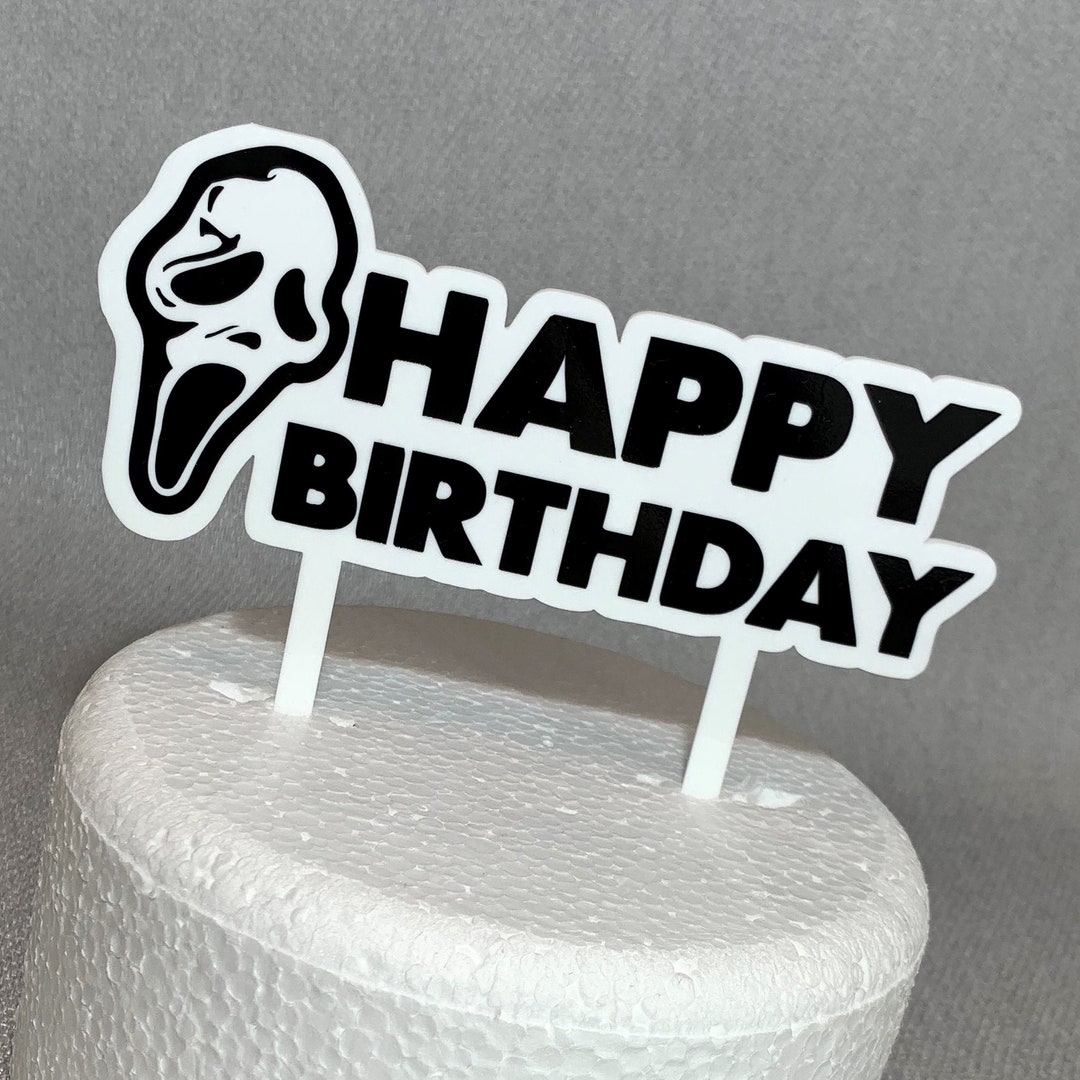 Scream Inspired Ghostface Happy Birthday Acrylic Cake Topper - Etsy UK