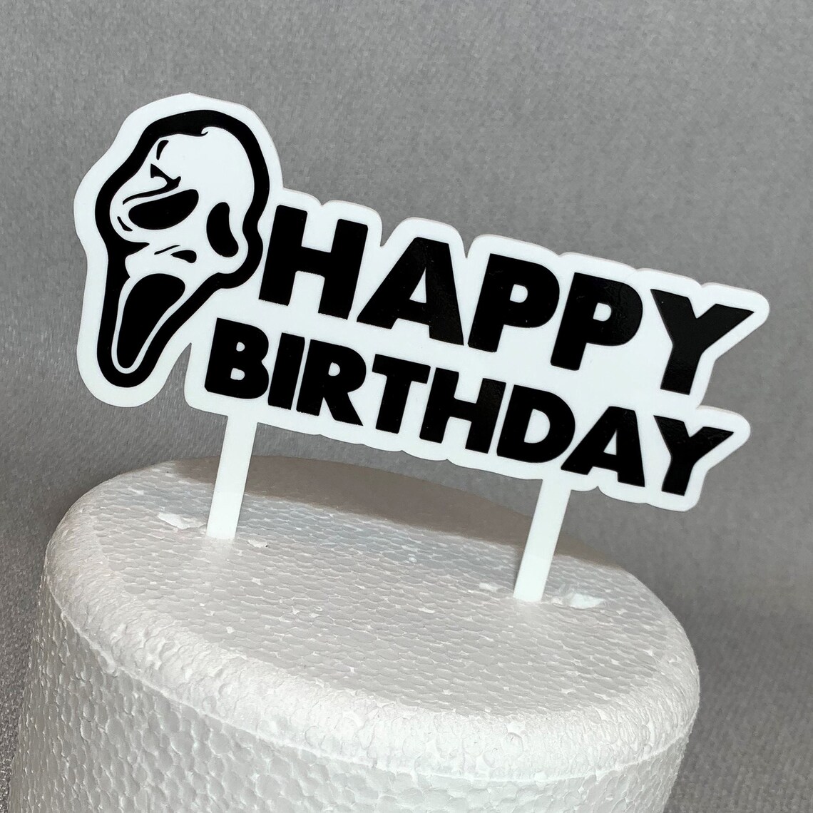 Scream Inspired Ghostface Happy Birthday Acrylic Cake Topper - Etsy UK