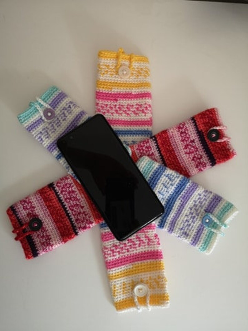Bright Crochet Mobile Phone Case/sock/sleeve - Etsy UK