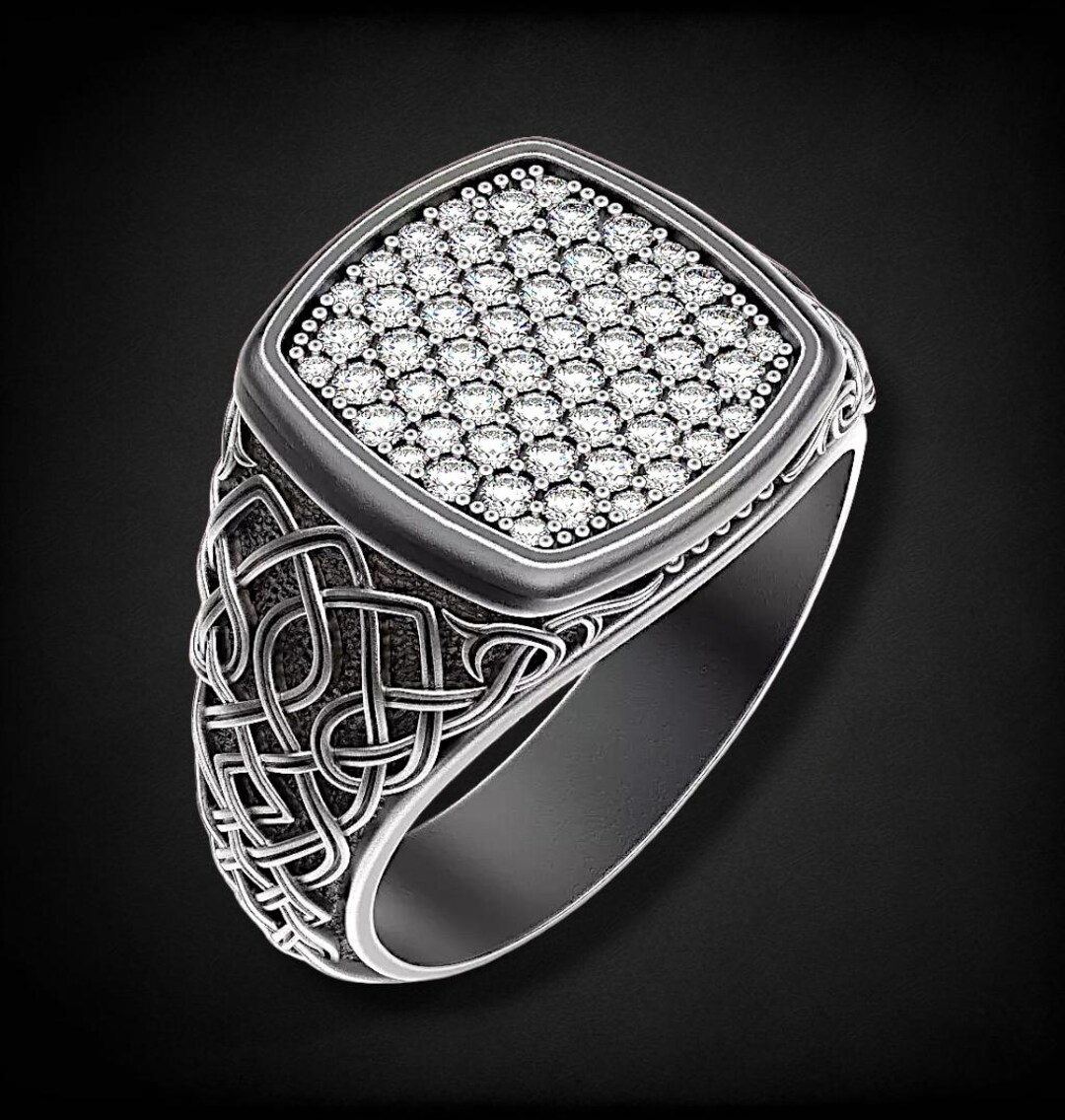 925 Sterling Silver Celtic Knot Signet Ring for Men – Viking Knotwork ...