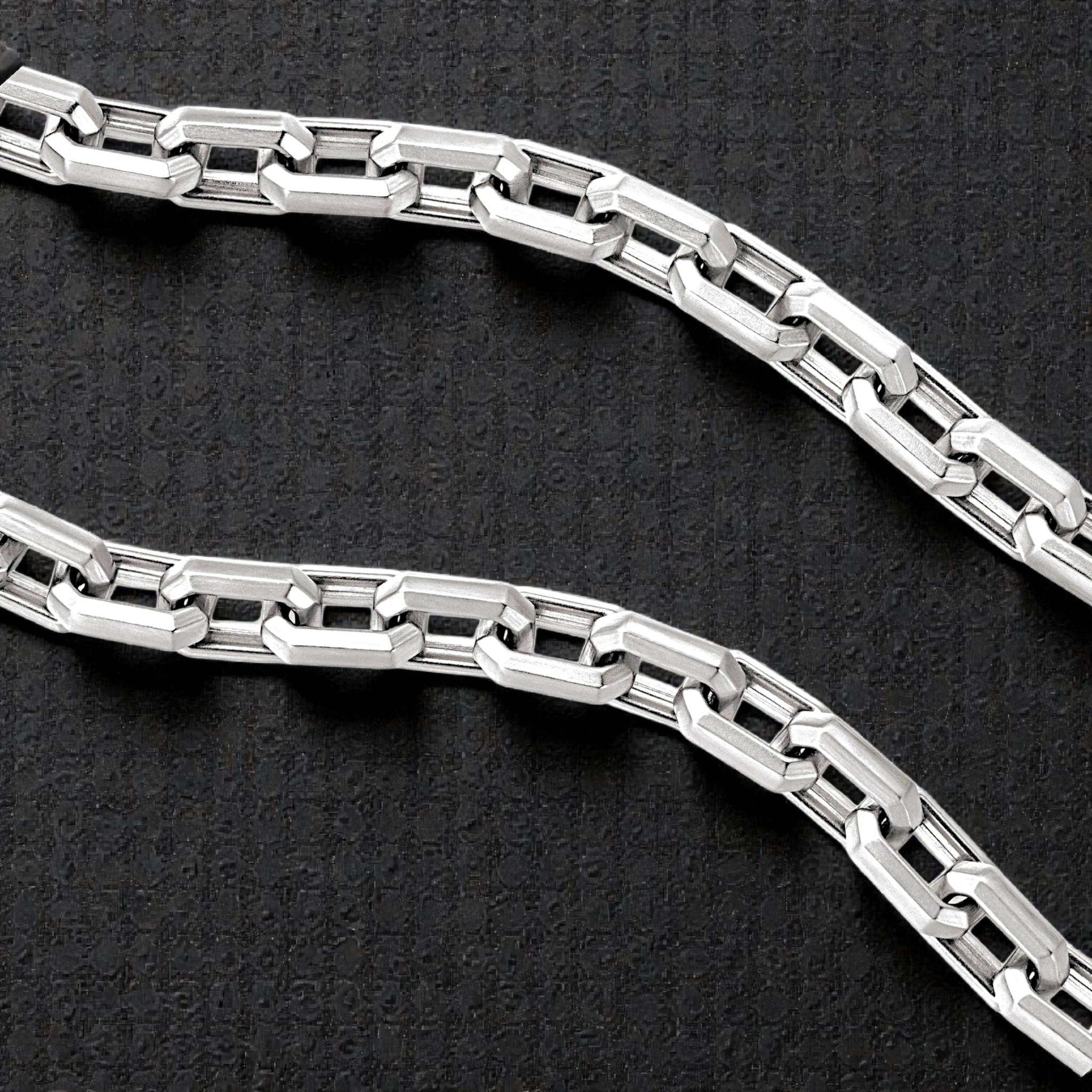 925 Sterling Silver Men’s Box Link Chain Necklace | Solid Link Chain ...
