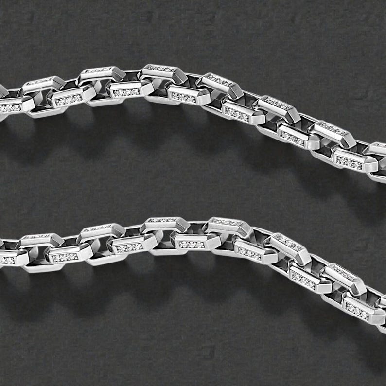 925 Sterling Silver Men’s Box Link Chain Necklace | Solid Link Chain ...