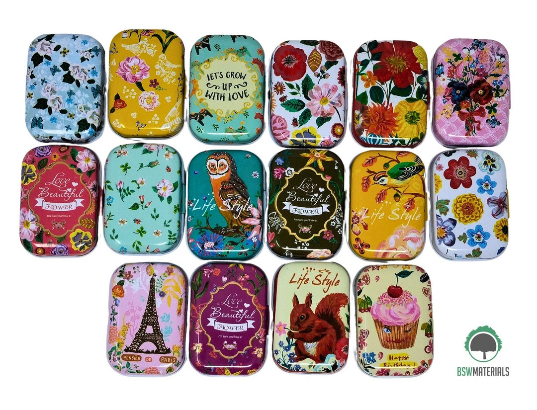 Small Tin Box: Empty Metal Storage Organizer With 16 Design Variant Colorful Mosaic - Etsy UK